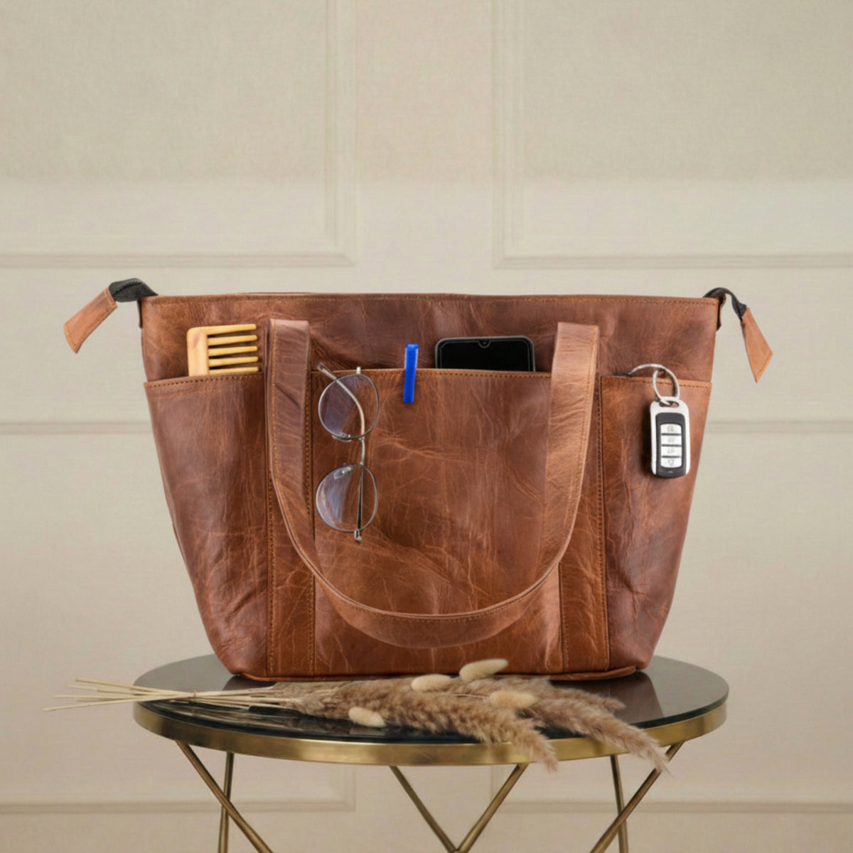 Amber Tan Handmade Leather Tote – Parrys Leather World